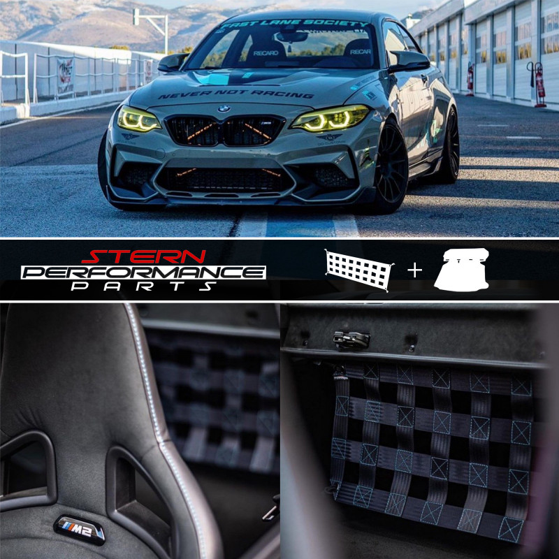 Rear seat delete kit V2 - Double strut bar and net for BMW M3 E92
