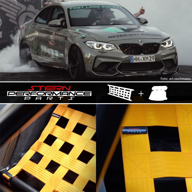 Rear seat delete kit V2 - Double strut bar with net for BMW 1 Series ...