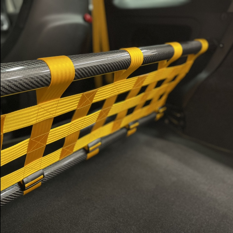 Rear seat delete kit V2 - Double strut bar and net for Abarth 595