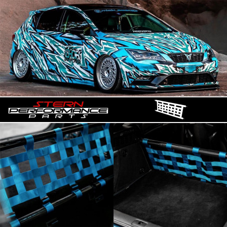 Rear seat delete kit V2 - Double strut bar and net for Seat Leon 5F