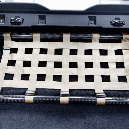 Rear seat delete fullkit V2 - Double strut bar, net and carpet for BMW ...