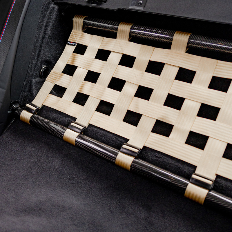 Rear seat delete fullkit V2 - Double strut bar, net and carpet for BMW ...