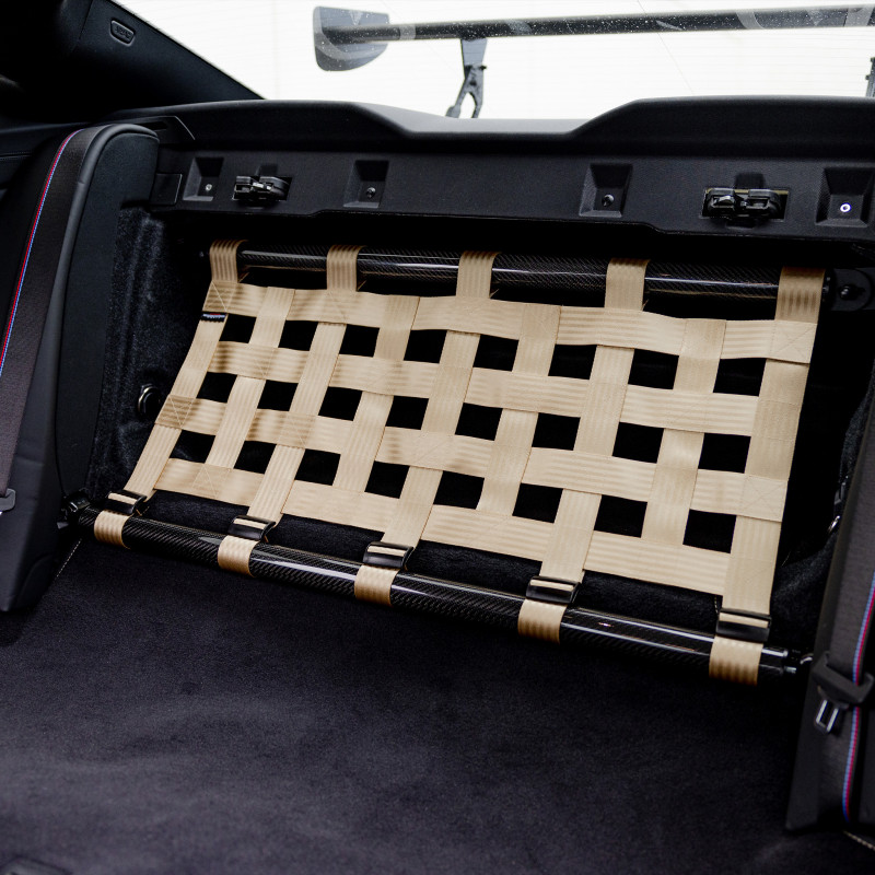 Rear seat delete fullkit V2 - Double strut bar, net and carpet for BMW ...
